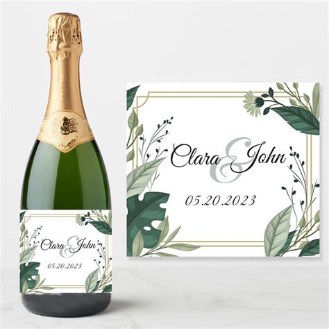20 Pcs Custom Photo Wedding Champagne Bottle Labels Wine