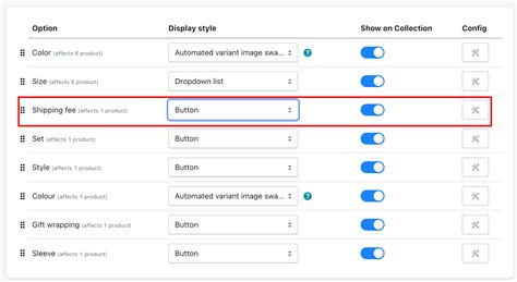 Display Variants Under Button Type
