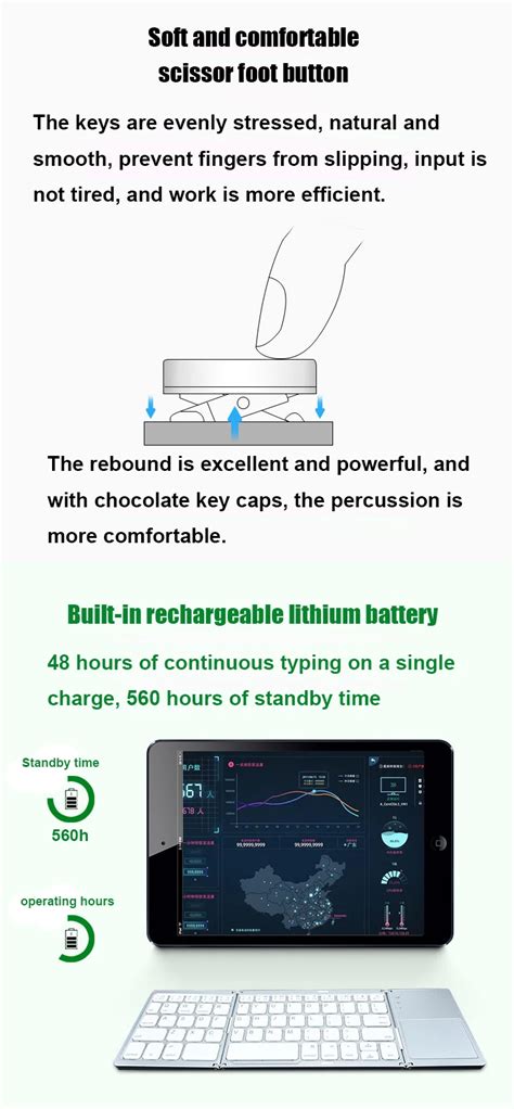 B033 Foldable Wireless Keyboard With Touchpad For Windows Android And Ios