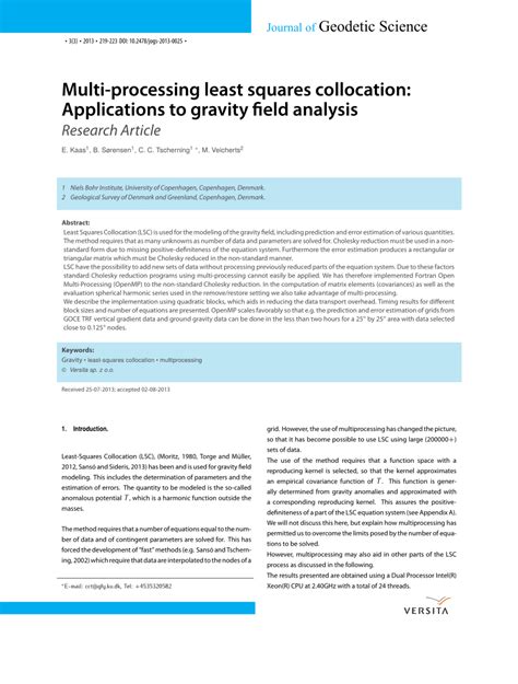 multi processing least squares collocation applications to gravity