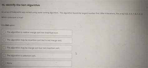 Solved Identify The Sort AlgorithmAn Array Of Elements Chegg Com