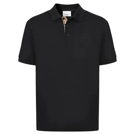 Burberry Eddie Logo Pique Cotton Black Polo Shirt Beige Ref2220168