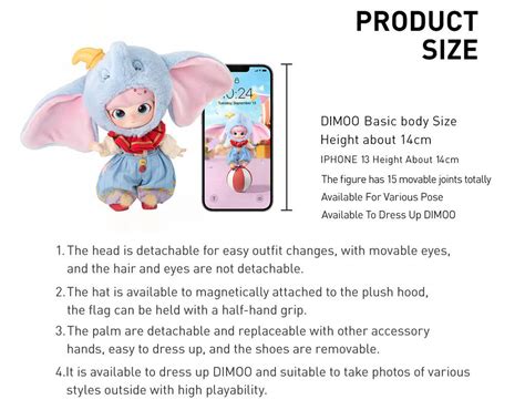 Pop Mart Dimoo × Dumbo Action Figure Kawaii Plush Doll Toys Cute T