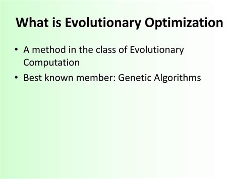 Ppt Applied Evolutionary Optimization Powerpoint Presentation Free