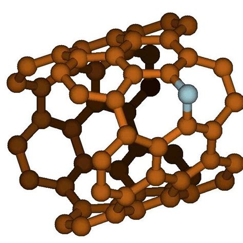 Optimized Position Of A Carbon Adatom Light Color Chemisorbed On A