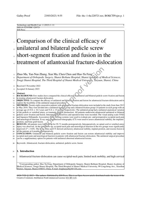 Pdf Comparison Of The Clinical Efficacy Of Unilateral And Bilateral Pedicle Screw Short