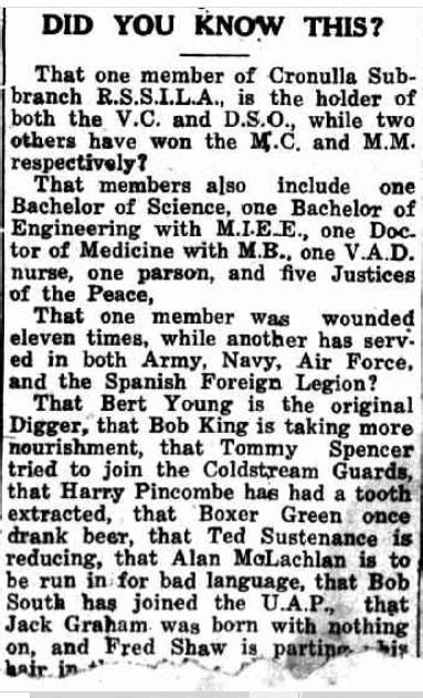 Cronulla Rsl Sub Branch Story A Fact Stranger Than Fiction — Cronulla