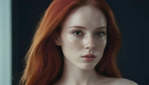Premium Photo Redhead Model From The Front In The Studio