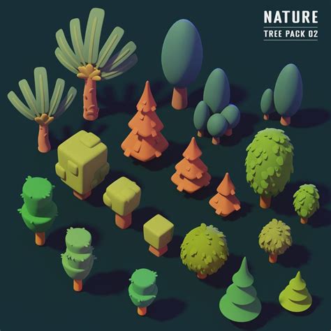 Nature Tree Pack 02 Stylized 3d Game Assets