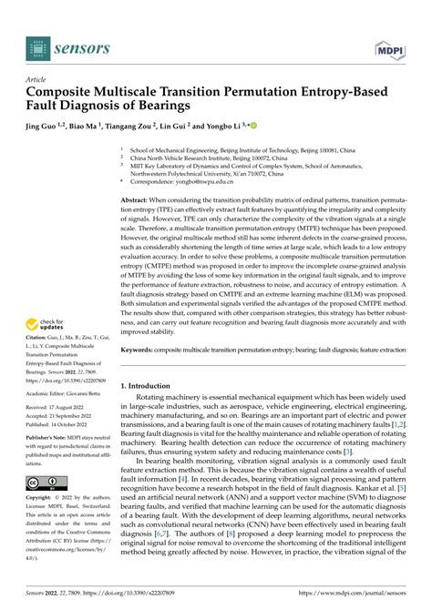 Pdf Composite Multiscale Transition Permutation Entropy Based Fault