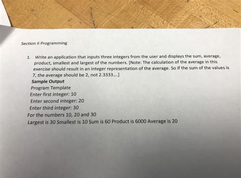 Solved Section Ii Programming 1 Write An Application That