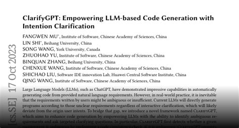Paper Page Clarifygpt Empowering Llm Based Code Generation With