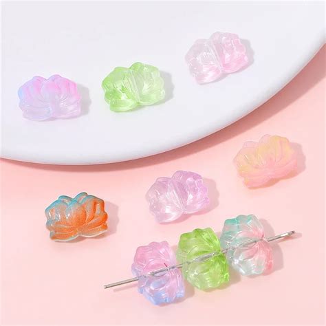 연꽃 매력 비즈 램프 워크 유리 느슨한 비즈 귀걸이 헤어 장식 Diy 보석 공예 액세서리 만들기 20 개 Aliexpress