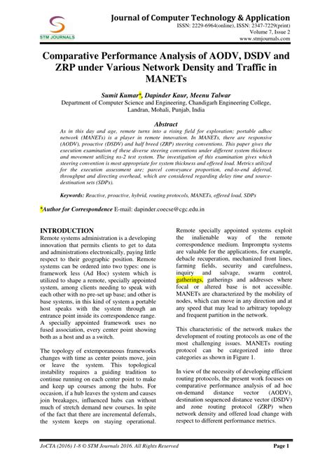 Pdf Comparative Performance Analysis Of Aodv Dsdv And Zrp Under Various Network Density And