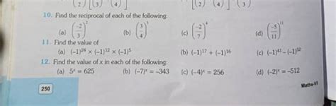 10 Find The Reciprocal Of Each Of The Followinga 3−2 2b 43 3