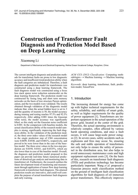 pdf construction of transformer fault diagnosis and prediction model