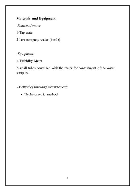 Turbidity Docx Chemistry Science