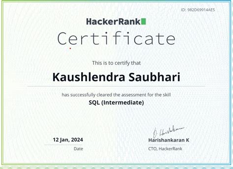 kaushlendra s on linkedin i m happy to share that i ve obtained a new certification hackerrank