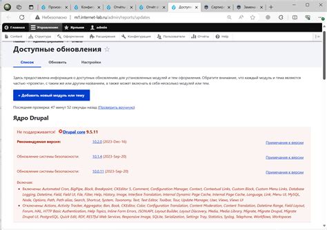 Обновление Drupal 9 до Drupal 10 в Windows Internet