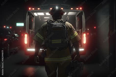 paramedic and ambulance neural network ai generated art stock