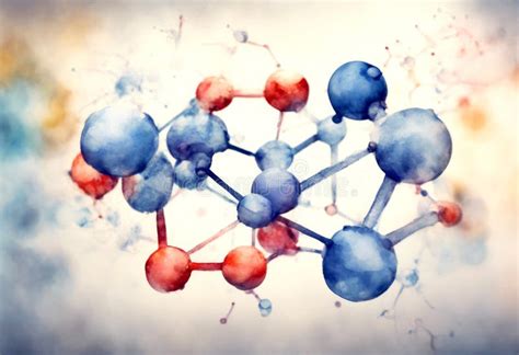 Drawn Atom Hand Watercolor Models Icon Illustration Molecular Structure Chemistry Science Model