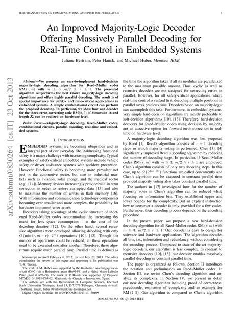 Pdf An Improved Majority Logic Decoder Offering Massively Parallel