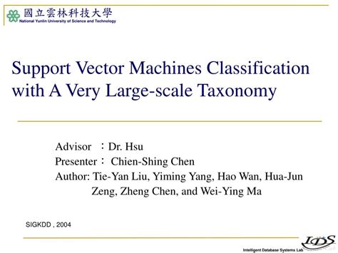 Ppt Support Vector Machines Classification With A Very Large Scale Taxonomy Powerpoint