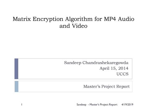 Matrix Encryption Algorithm For Mp4 Audio And Video Ppt Download