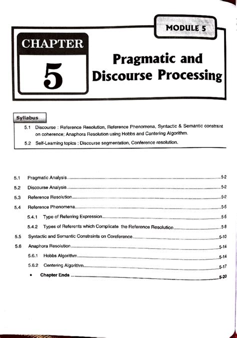 Nlp Module 5 Sfghjk Module 5 Chapter Discourse Processing Pragmatic And Syllabus 5 Discourse