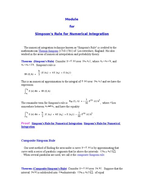 Module Simpson Pdf Integral Numerical Analysis