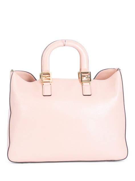 Fendi Leather Ff Logo Shopper Bag Blush Pink