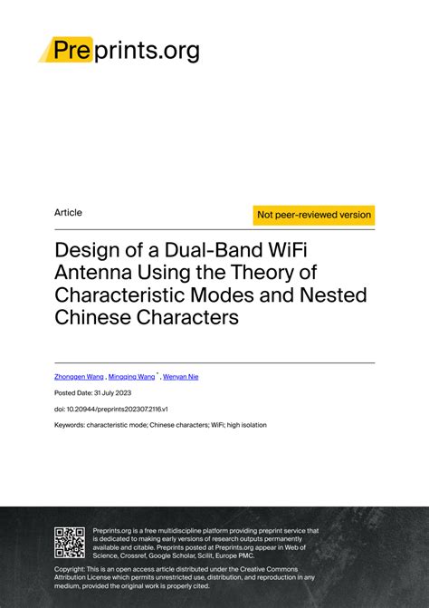 Pdf Design Of A Dual Band Wifi Antenna Using The Theory Of