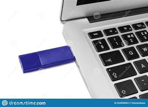 Usb Flash Drive Attached Into Laptop On White Background Stock Photo Image Of Microdrive