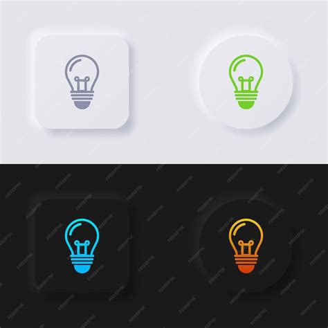 Premium Vector Lightbulb Icon Set Multicolor Neumorphism Button Soft
