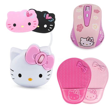 Hello Kitty Wired Mouse 3d Cartoon Pink Cute Mouse Ergonomic 1600 Dpi Usb 24g Optical Mouse And