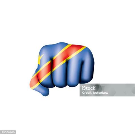 콩고 민주 공화국 국기와 흰색 바탕에 손을 벡터 일러스트 국가 관광명소에 대한 스톡 벡터 아트 및 기타 이미지 국가 관광명소 국기 그림 이야기 Istock