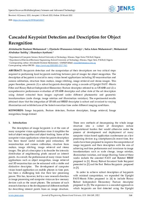 Pdf Cascaded Keypoint Detection And Description For Object Recognition