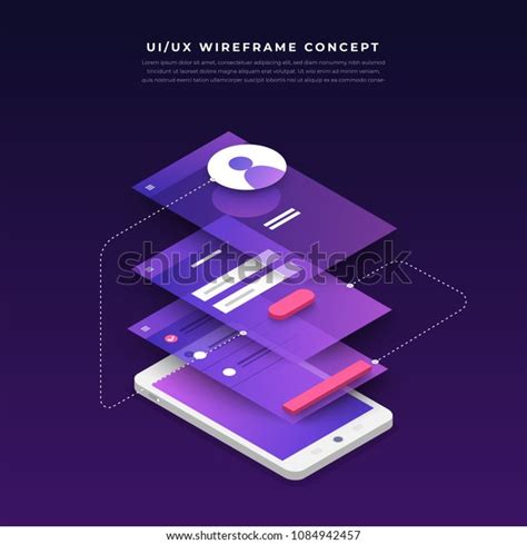 Блок схема пользовательского интерфейса UX Mock ups концепция мобильного приложения
