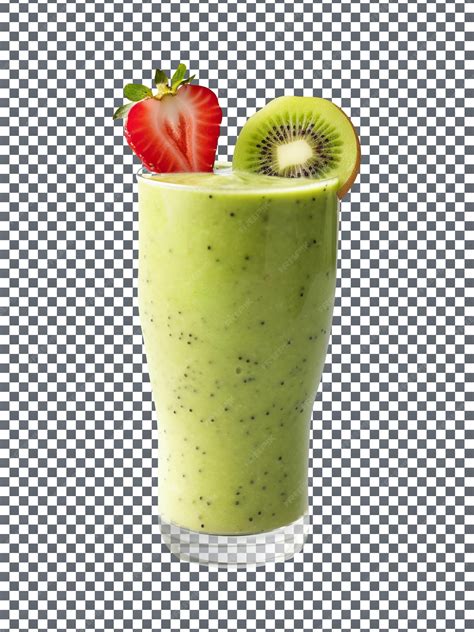 투명한 배경에 격리된 맛있는 키위 스무디 유리 프리미엄 Psd 파일