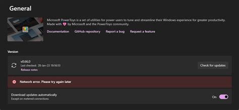 Network Error Issue Microsoft PowerToys GitHub