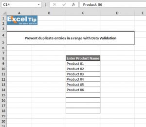 Prevent Duplicate Entries In A Range With Excel Data Validation