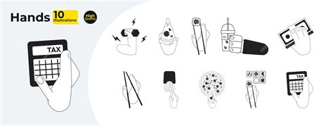 Premium Vector Hands Hold Things Monochrome Flat Vector Objects