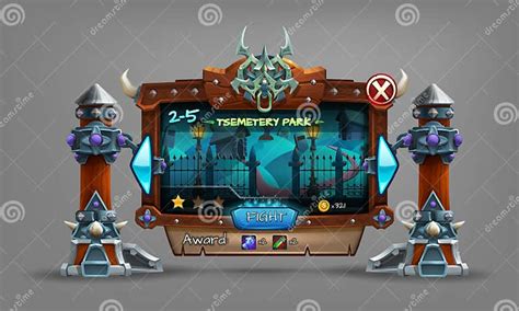 Example Of Wooden Board User Interface Of A Computer Game Window Level Choice Stock Vector