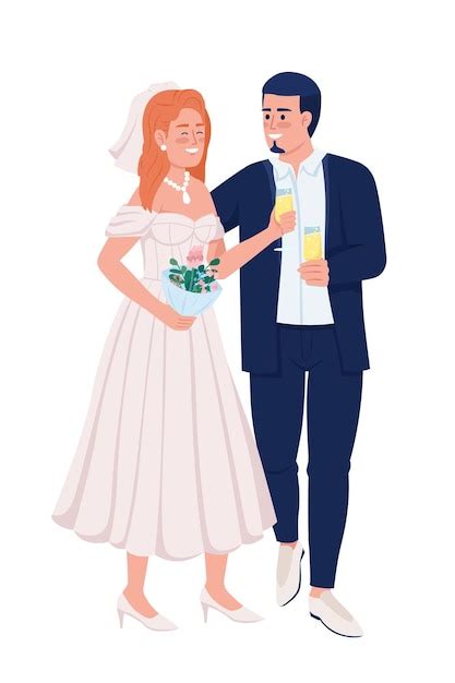 Premium Vector Lovely Smiling Couple In Elegant Attire Semi Flat