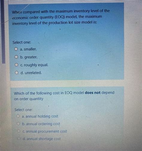 Solved In The Production Lot Size Model If Annual Demand Is