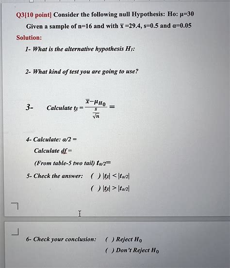 Solved Q Point Consider The Following Null Hypothesis Chegg