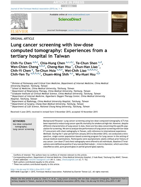 Pdf Lung Cancer Screening With Low Dose Computed Tomography Experiences From A Tertiary