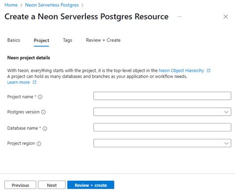 inicio rápido crear un recurso de neon serverless postgres azure