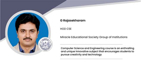 Miracle Educational Society Group Of Institutions G Rajasekharam Hod Cse