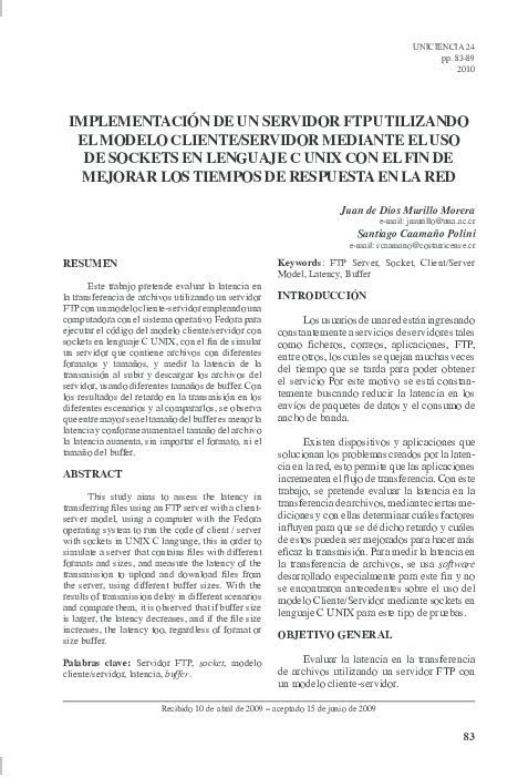 Pdf 2010 Vol24 Num1 Implementación De Un Servidor Ftp